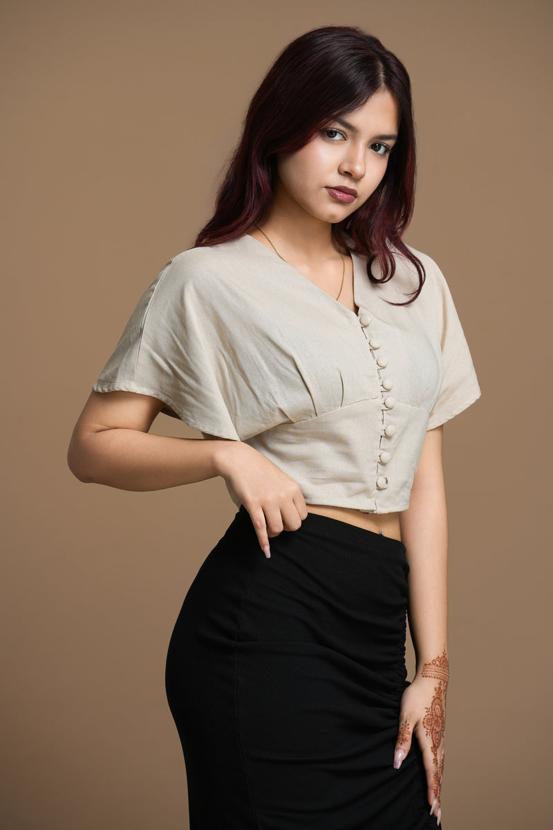 Linen Flutter Fly Crop Blouse – TIE
